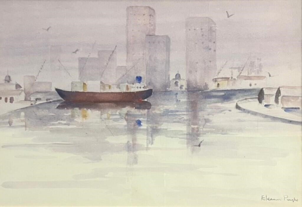 Eleanor Pugh | Cargo Ship in The Harbour | MutualArt