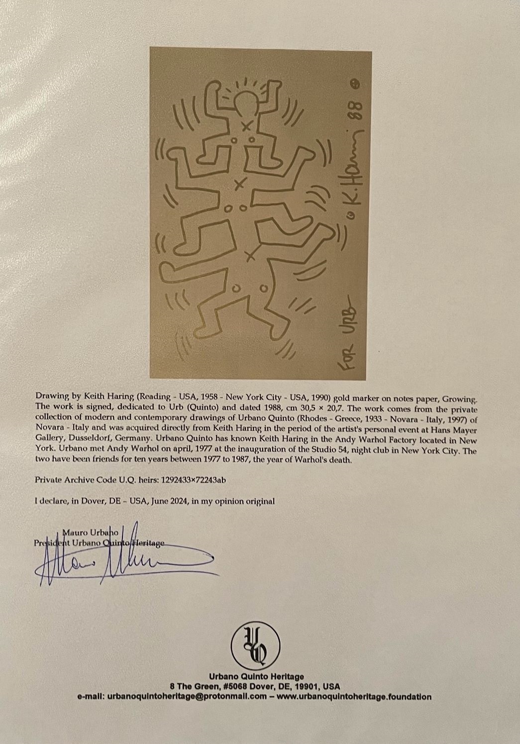 Andy Warhol | KEITH HARING DRAWING (1988) | MutualArt
