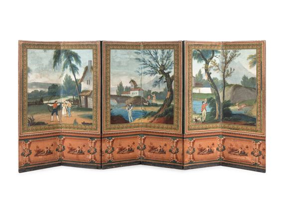 Directoire | A Directoire Painted Wallpaper Folding Six-Panel Screen ...