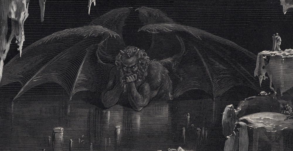 Gustave Doré | Chant 34 Virgil and Dante Encounter Lucifer (from Dante ...