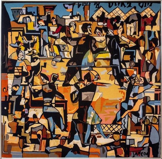 Marcel Janco | Marcel Janco Abstract Figural Group Tapestry | MutualArt