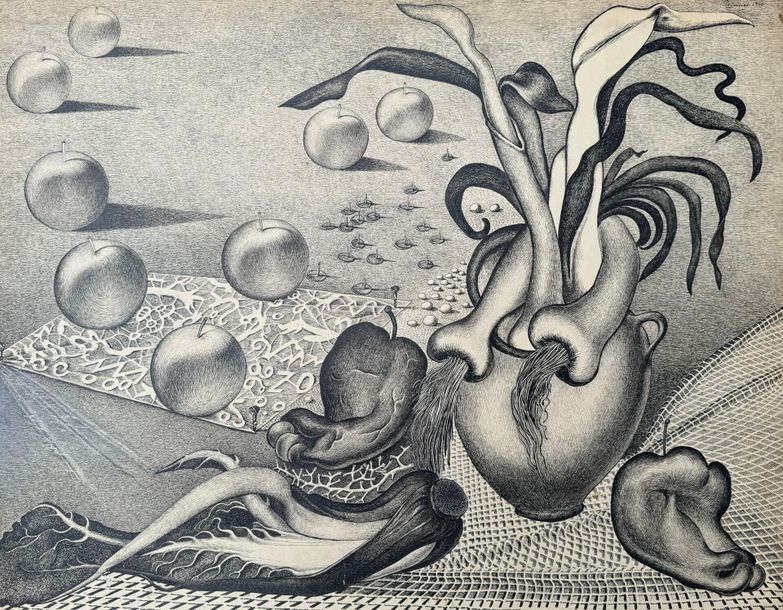 Anton Prinner | Anton PRINNER (1902-1983) Surrealist still life Ink ...