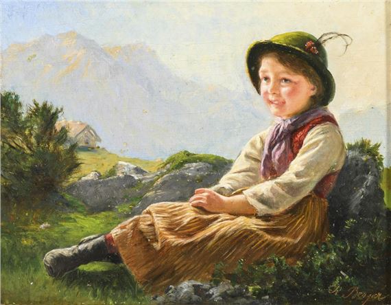 Karl Berger | Girl in Landscape | MutualArt