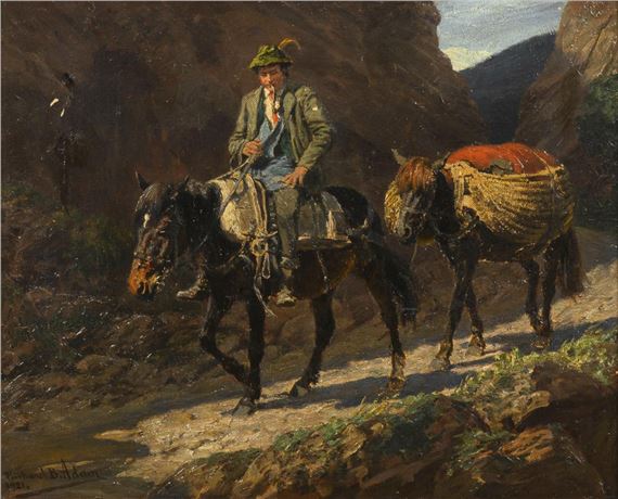 Richard Benno Adam | Rider with two horses in the mountains (1921 ...