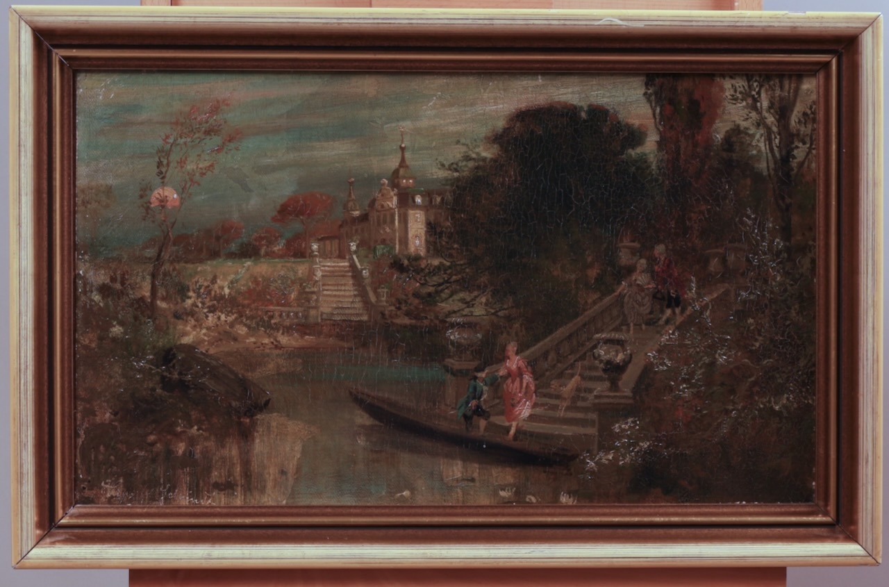 Hans Werner Schmidt | Romantische Szene mit Figurenstaffage am Wasser ...