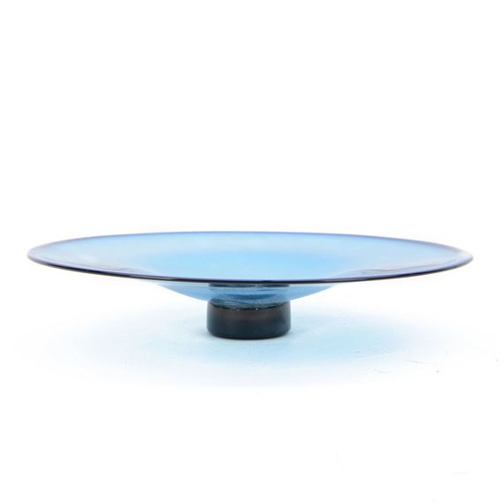 Stephen Gillies | Gillies Jones Rosedale blue glass plateau raised on a ...