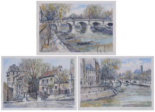 Pierre Eugene Cambier | SET OF THREE WATERCOLOURS DEPICTING PARIS ...