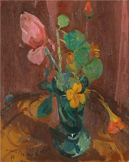 Bruno Müller-Linow | Blumen in grüner Vase (1989) | MutualArt