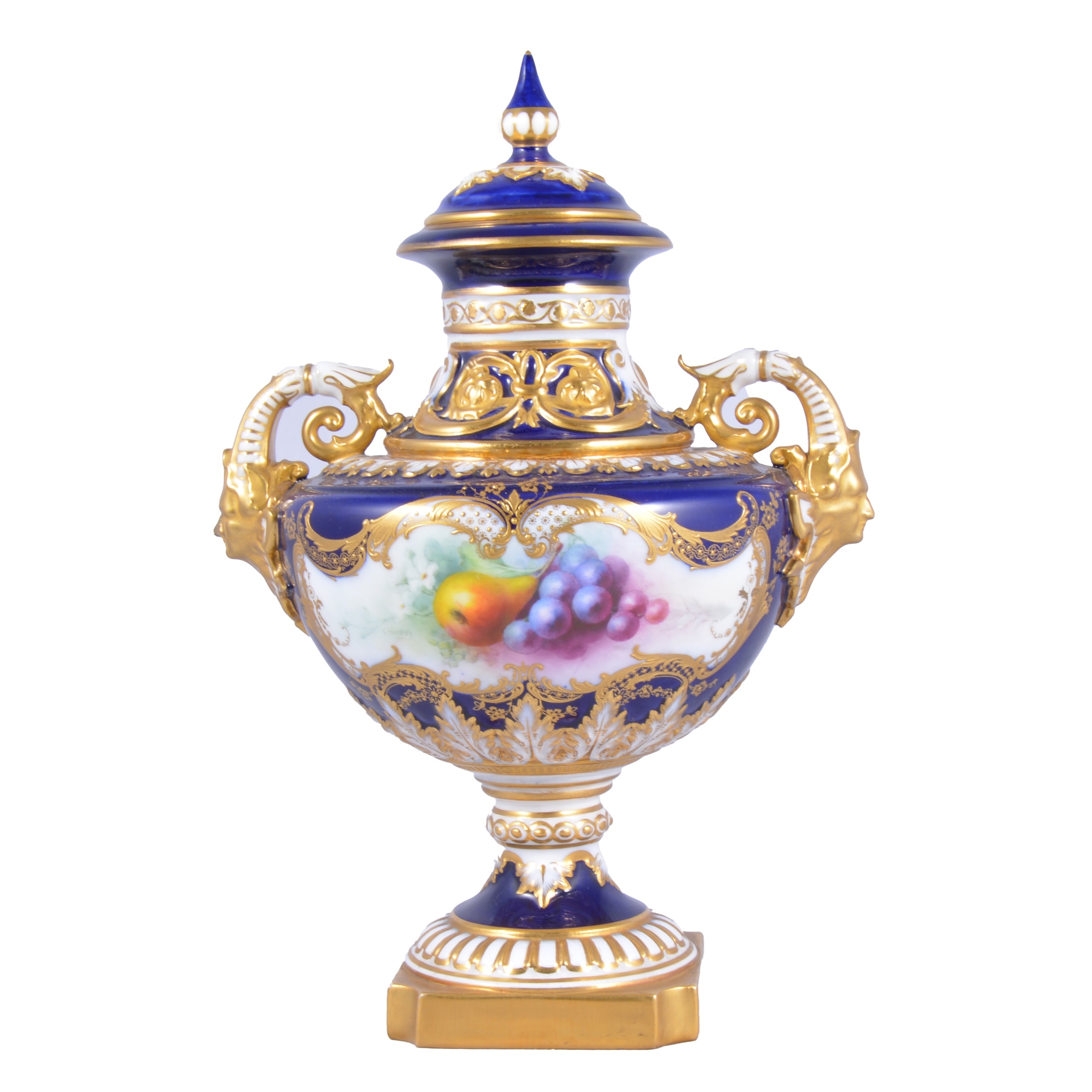 Royal Worcester | Royal Worcester porcelain royal blue ground campana ...