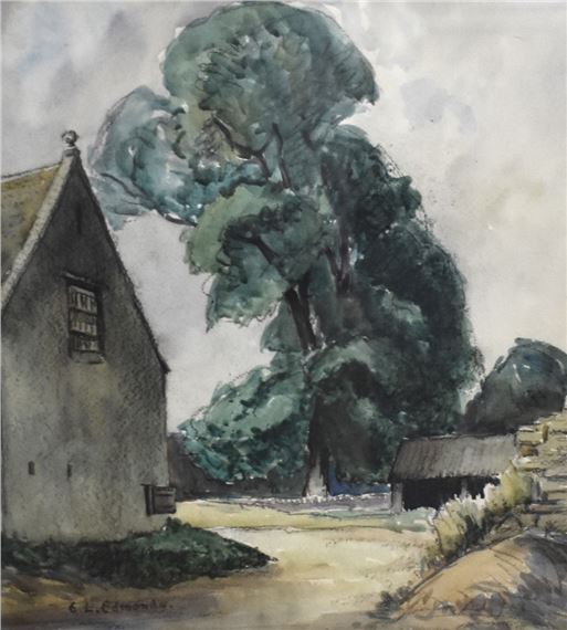 G. L. Edmonds | A farmyard scene with towering tree to the centre ...
