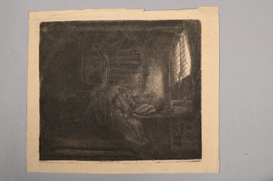 Rembrandt van Rijn | Saint Jerome in his cell Etching | MutualArt