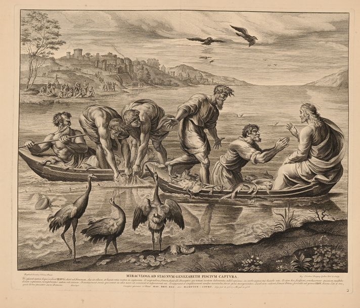 Raffaello Sanzio | Miraculosa ad stagnum Genezareth piscium captura ...