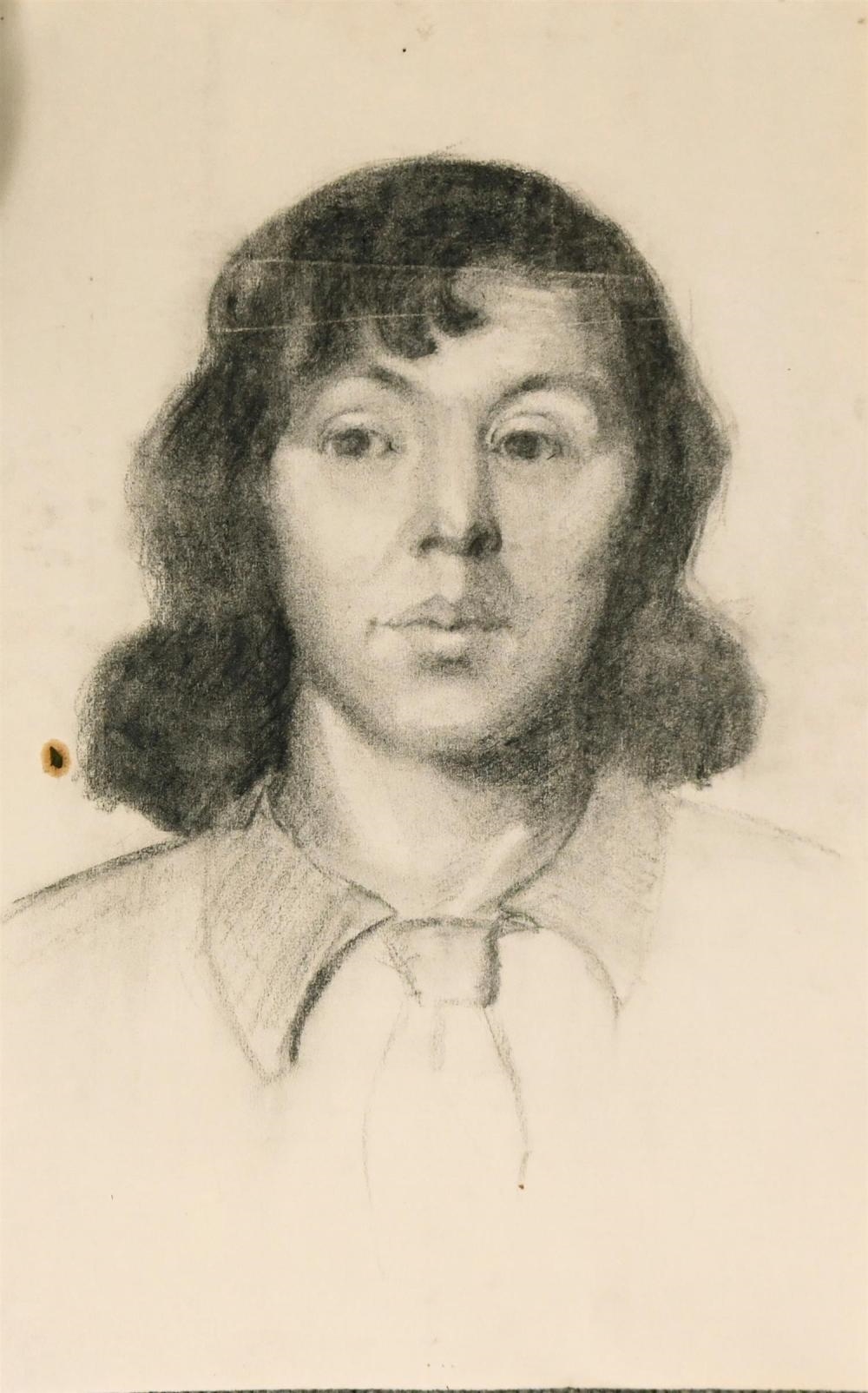 Florence Dearling | PORTRAIT OF A MAN WITH LONG DARK HAIR AND NECK TIE ...