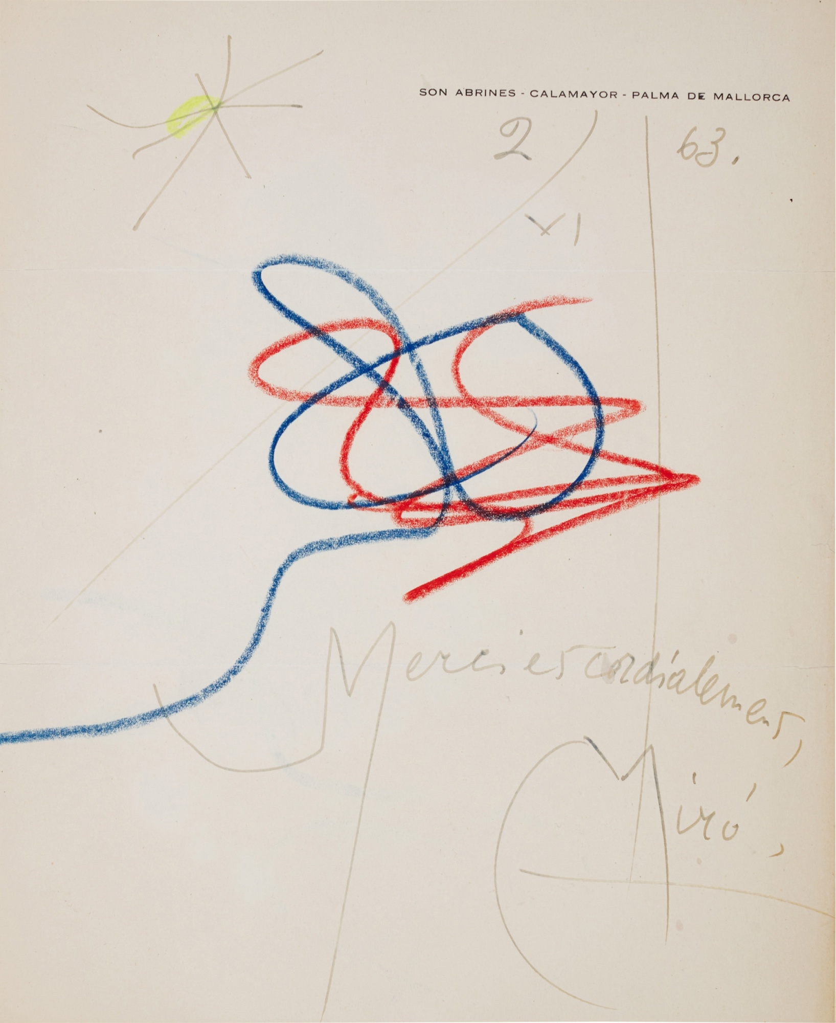 Joan Miró | Sans titre. Epreuve rehaussée pour l’album ‘Femmes’ (1965 ...