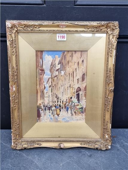 Herbert Moxon Cook | a busy continental street market | MutualArt