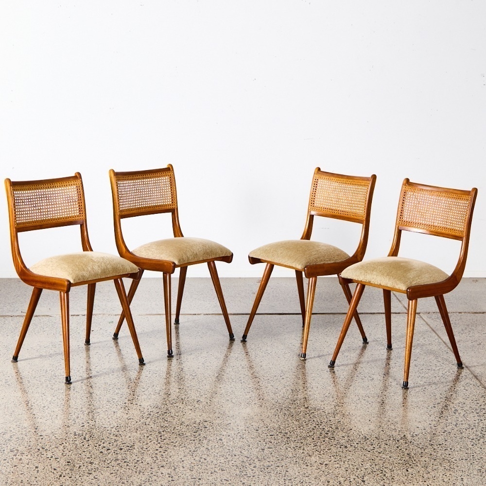 Jon Jansen | A Set Of Four Jon Jansen Rattan Backed Mid-Century Dining ...