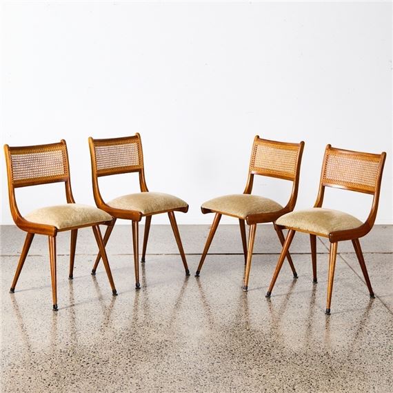 Jon Jansen | A Set Of Four Jon Jansen Rattan Backed Mid-Century Dining ...