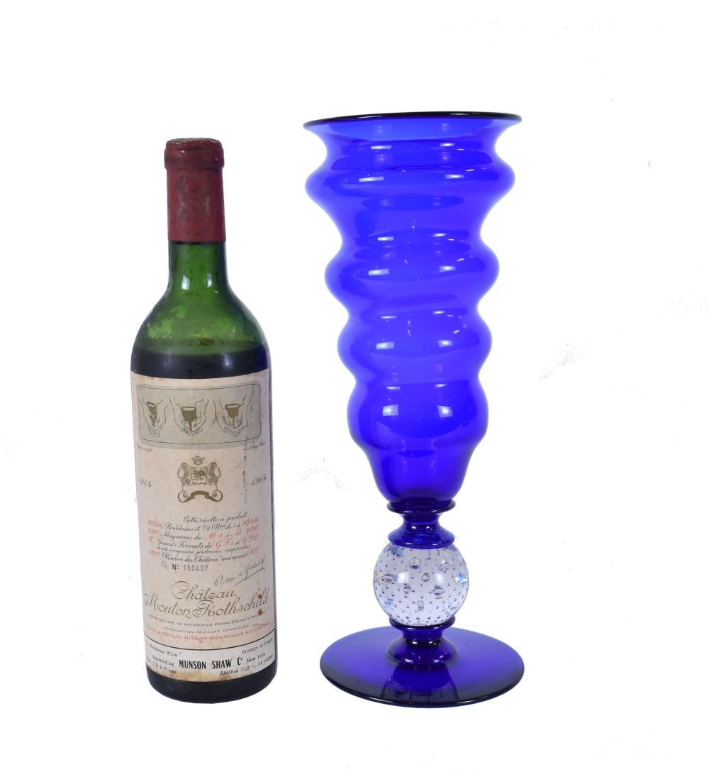 Pairpoint Glass Company | PAIRPOINT COBALT BLUE GLASS FOOTED VASE ...