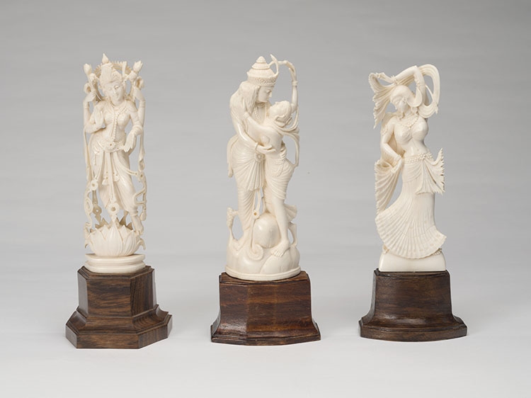 Indian School, 20th Century | Three Indian Carved Ivory Deities, Mid ...