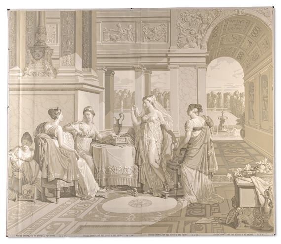 Merry-Joseph Blondel | A SET OF FIVE FRENCH GRISAILLE WALLPAPER PANELS ...