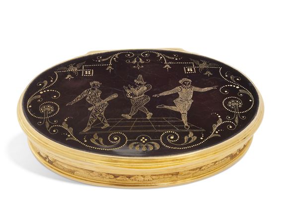 Bernard Lens III | A GEORGE II GOLD-MOUNTED TORTOISESHELL PIQUE SNUFF ...