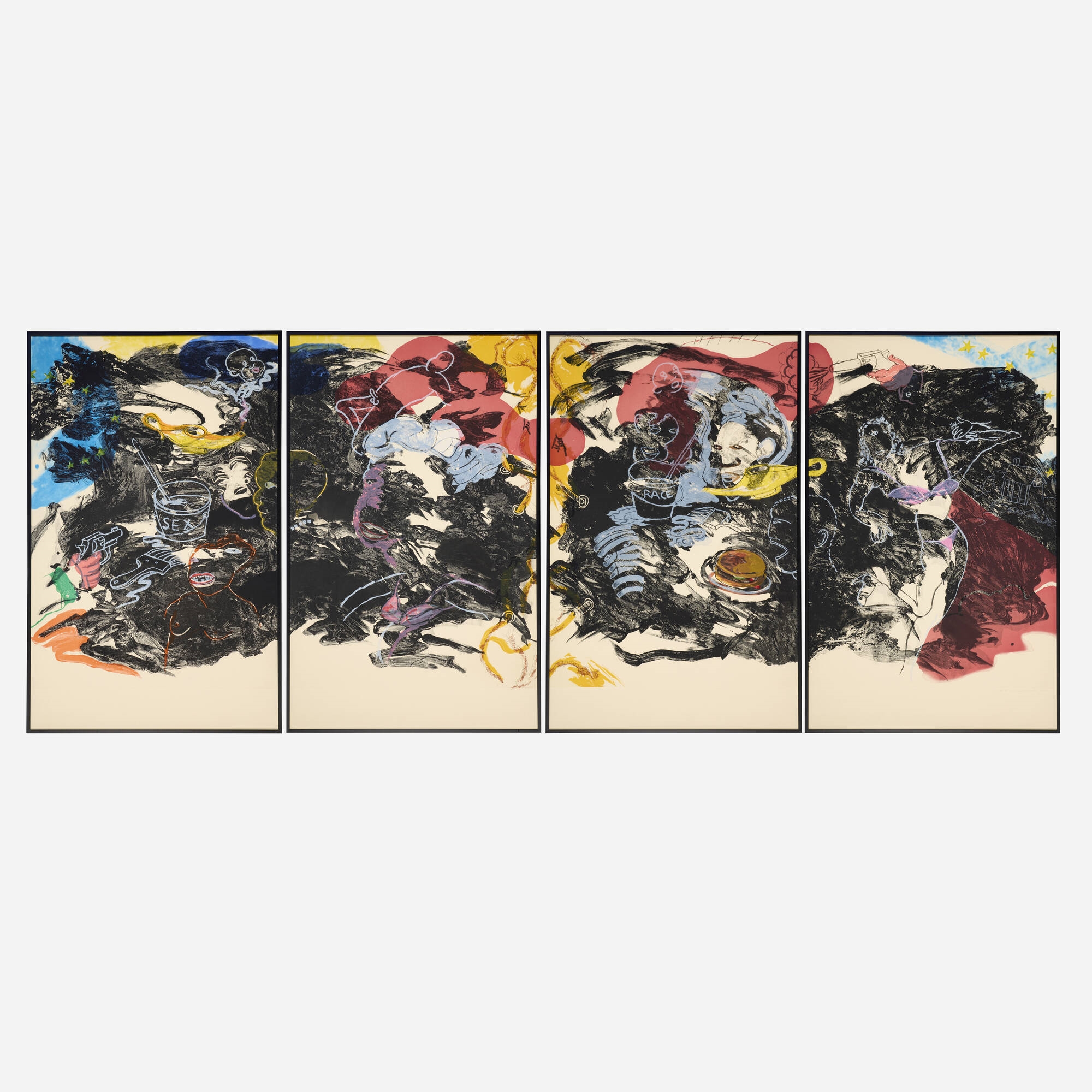 Robert Colescott | Pontchartrain (quadriptych) (1997) | MutualArt