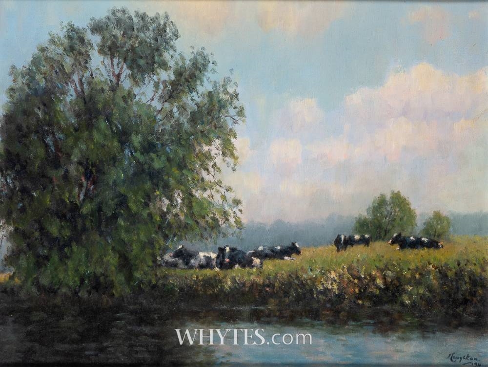 Wilfred J. Haughton | RIVER SCENE WITH COWS, 1994 (1994) | MutualArt