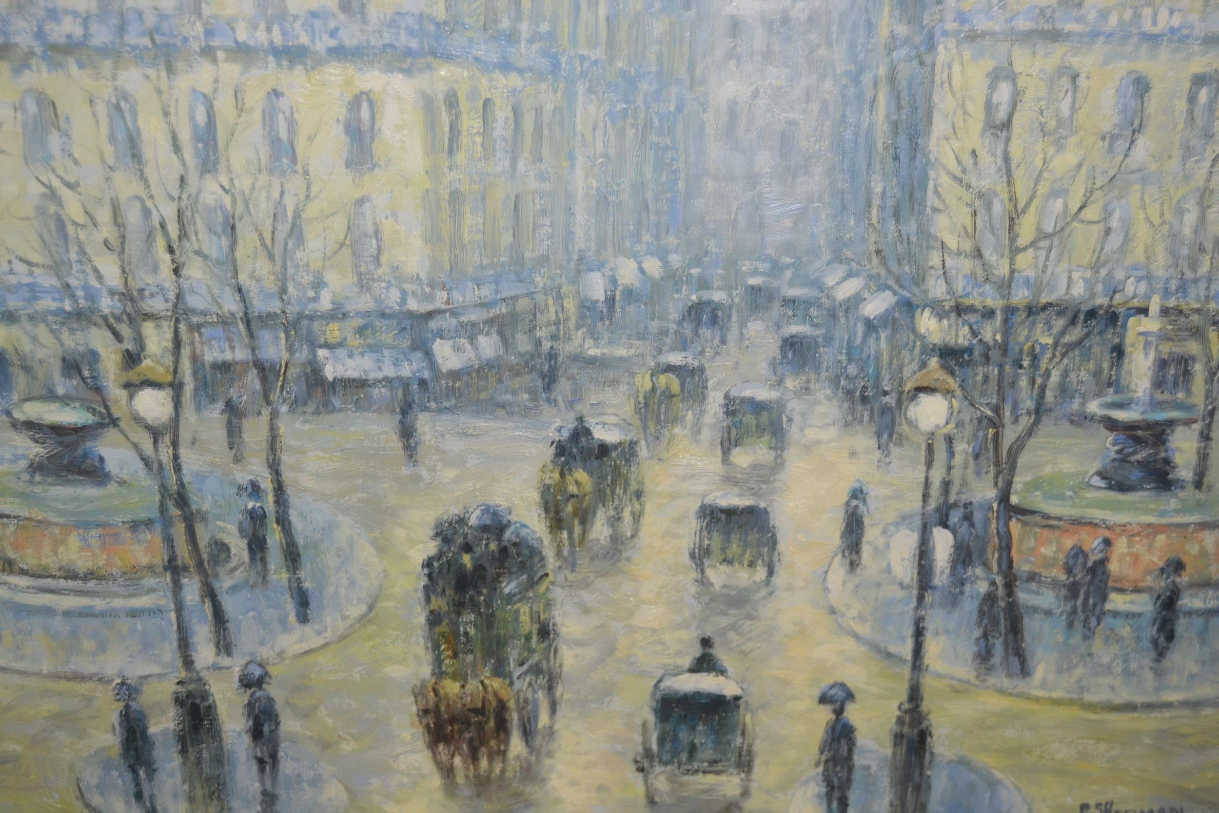 Gail Sherman Corbett | Parisian street scene with figures and horse ...