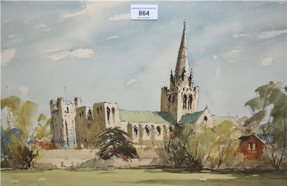 Edward Wesson | watercolour of Chichester Cathedral | MutualArt