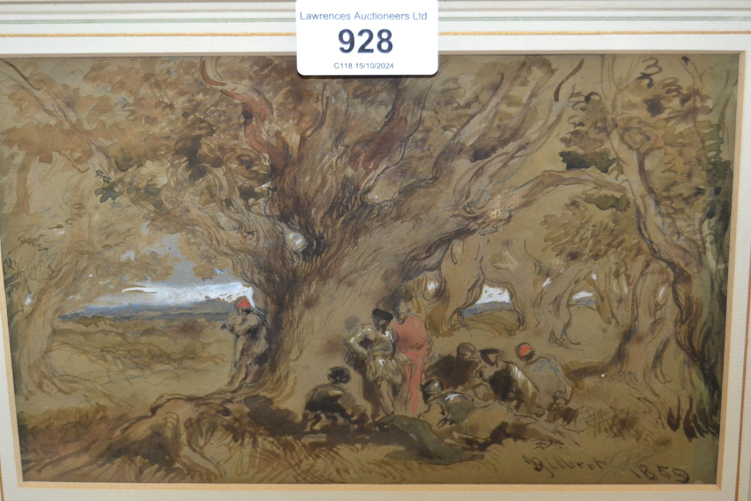 Sir John Gilbert | figures resting in a wooded landscape (1859) | MutualArt