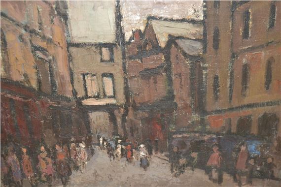 Robert Russell | impressionist study of figures in a street | MutualArt