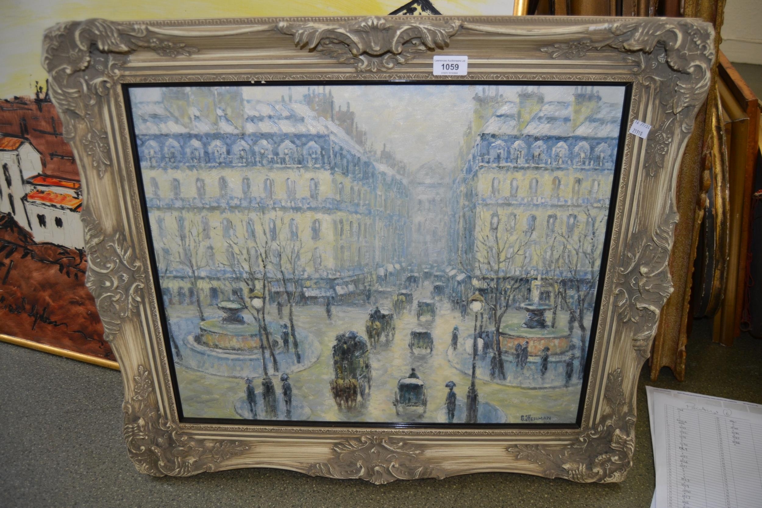 Gail Sherman Corbett | Parisian street scene with figures and horse ...