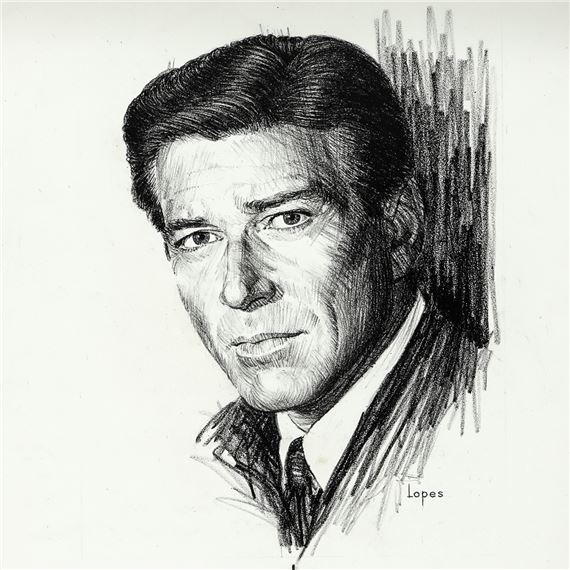 John Lopes | 1965 “Efrem Zimbalist Jr” Original Drawing | MutualArt