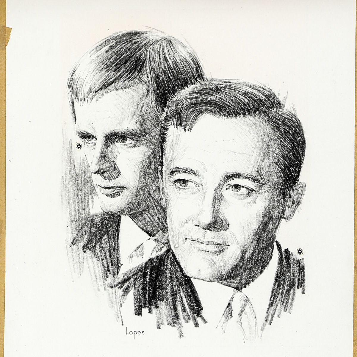 John Lopes | 1960s “Robert Vaughn and David McCallum” Original Drawing | MutualArt