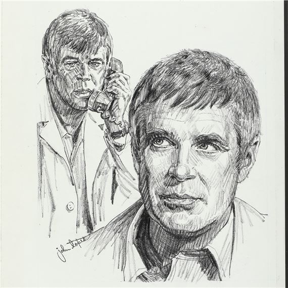 John Lopes | 1975 “George Peppard” Original Drawing (1975) | MutualArt