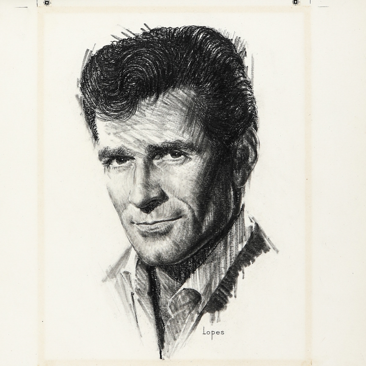 John Lopes | 1965 “Hugh O’Brien” Original Drawing | MutualArt