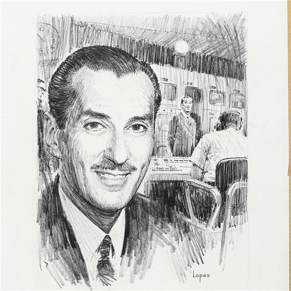 John Lopes | 1965 “Robert Trout” Original Drawing (1965) | MutualArt