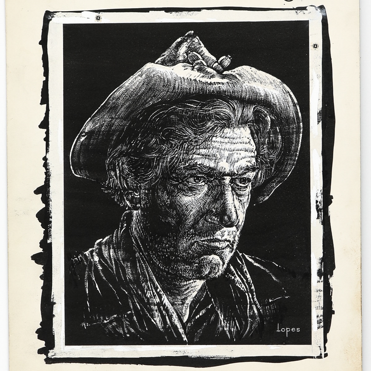 John Lopes | 1967 “Richard Boone” Original Drawing (1967) | MutualArt