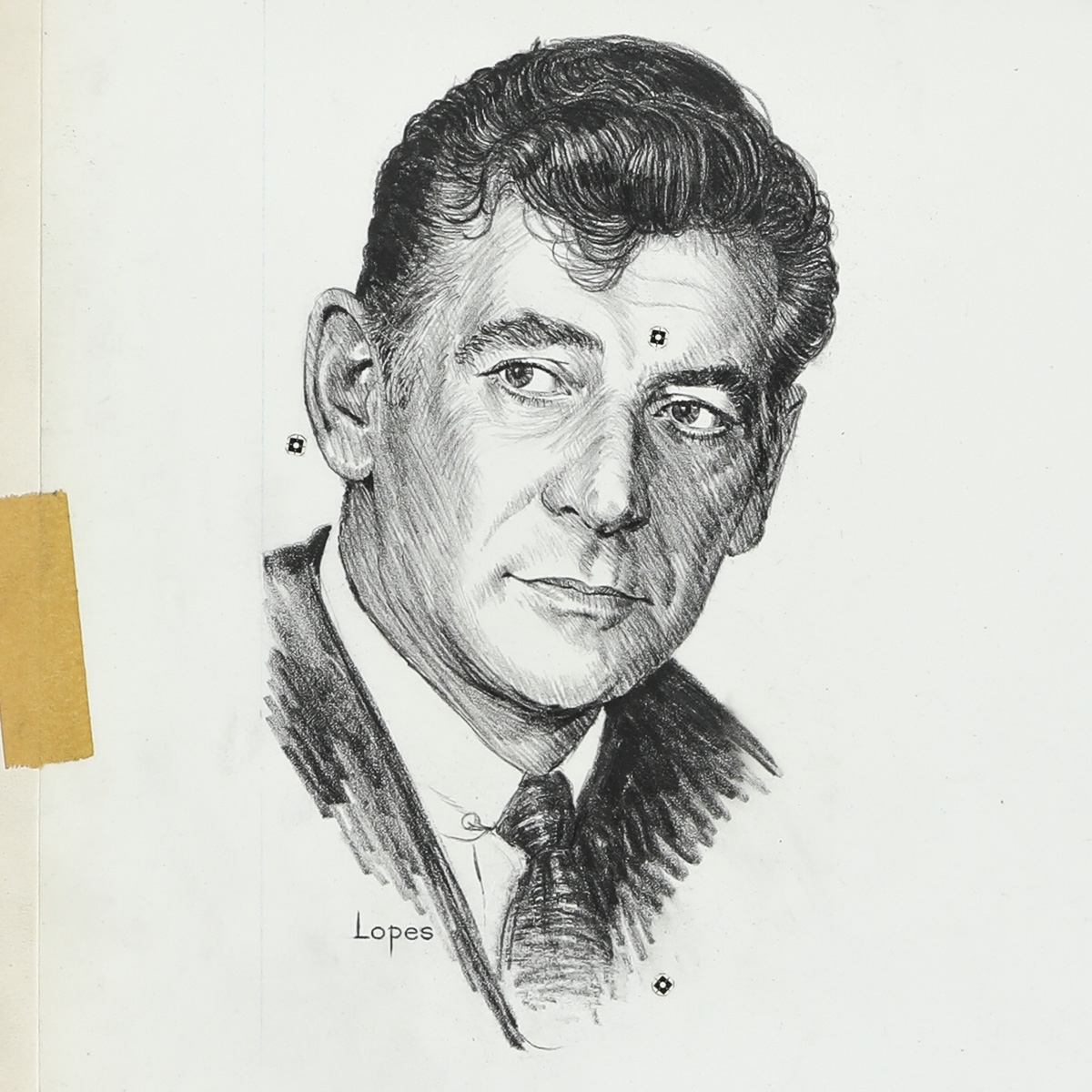 John Lopes | 1963 “Leonard Bernstein” Original Drawing (1963) | MutualArt