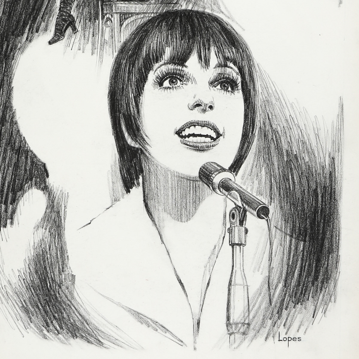 John Lopes | 1973 “Liza Minnelli” Original Drawing (1973) | MutualArt