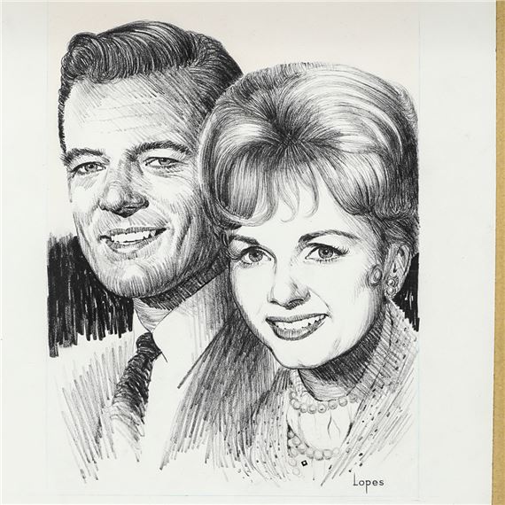 John Lopes | “Debbie Reynolds and Robert Goulet” Original Drawing ...