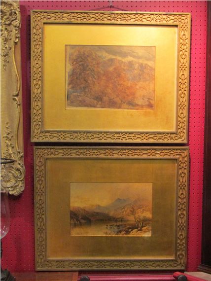 Cornelius Pearson | : A watercolour of mountain valley with cattle in ...