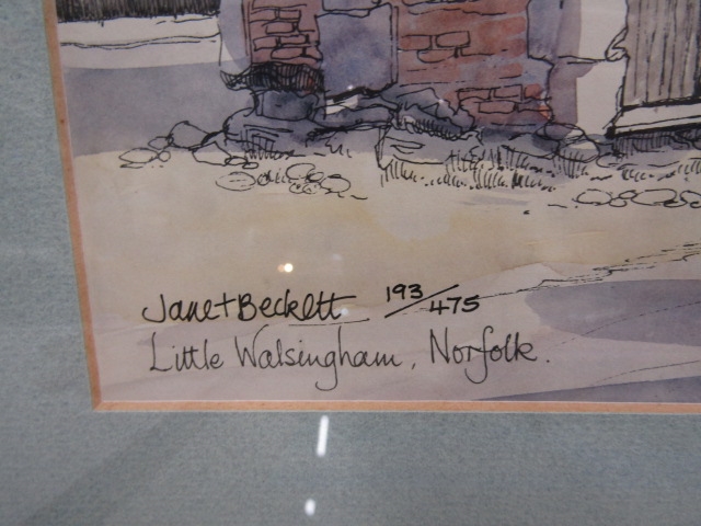 Janet Beckett | Janet Beckett hand coloured print Walsingham signed and ...