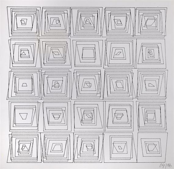 Vera Molnár | Vera MOLNÁR (1924-2023) From square to trapezoid (1978) | MutualArt