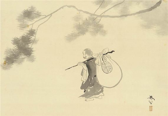 Shunso Hishida | Hotei under a pine tree | MutualArt