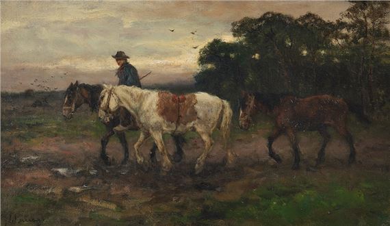 Johan Frederik Cornelis Scherrewitz | Farmer with his horses in the ...