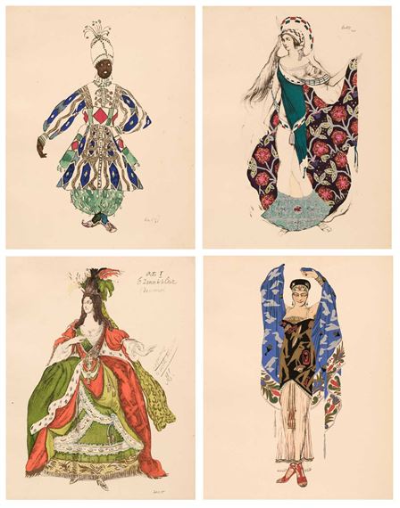 Leon Bakst | Four lithograph plates from Léon Bakst by E (1927) | MutualArt