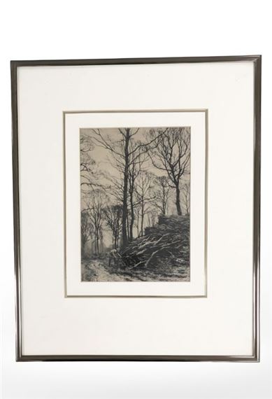 Frederick Alfred Slocombe | A woodsman piling firewood | MutualArt