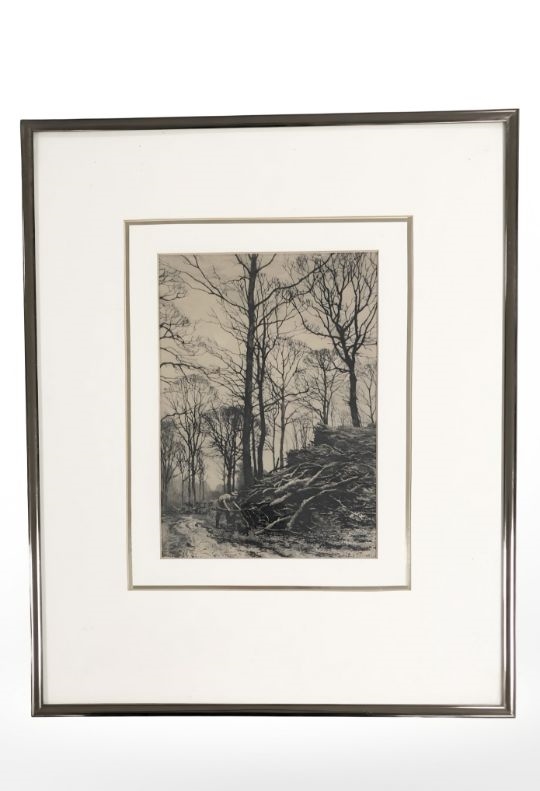 Frederick Alfred Slocombe | A woodsman piling firewood | MutualArt