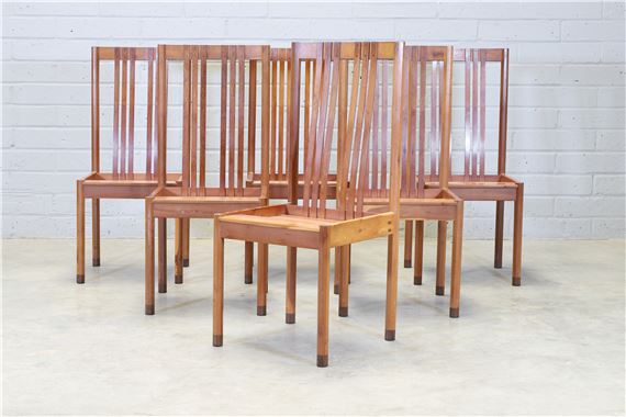 Alan Peters | a yew wood dining suite designed in 1979 comprising ...